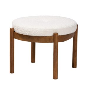 baxton studio iliana footstool, one size, white/walnut brown