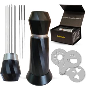 cofnana wdt tool espresso – professional espresso stirrer tool – premium aluminum espresso distributor– espresso distribution tool replaceable s.s needles – coffee stir with prime gift box–black