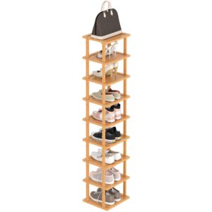 accstore 9 tiers shoe rack，vertical narrowness shoe shelf ，storage rack，rugged pergola，space saving，tall narrow shoe rack for hallway and corner.