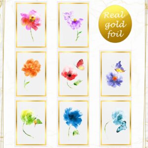 Colarr 80 Sets Watercolor Flowers Greeting Cards Floral Blank Cards Bulk with Envelopes Stickers Stationary Notecards Gold Foil Greeting Cards Gift Set for Birthday Mother's Day 4 x 6 Inches