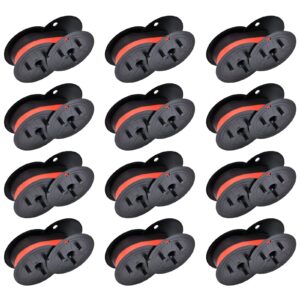 cosob 12 pack calculator ribbon replacement for gr24br porelon 11216 universal twin spool ribbon compatible with sharp el-1197 piii,canon mp11dx printer (black and red)