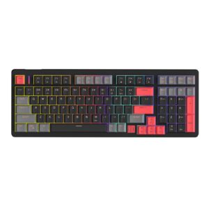 irok fe98pro wireless rgb hot swappable mechanical keyboard, three-layer dampening 98 keys gaming keyboard, customizable backlit, usb-c/2.4ghz/bluetooth- black/red