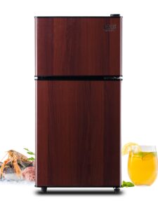 krib bling 3.5 cu.ft refrigerator 2 door 7 level adjustable thermostat control top-freezer refrigerator lock fresh energy saving wood