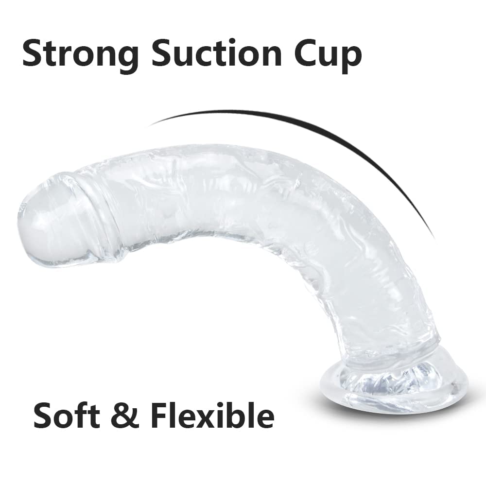 3Piece Suction Cup Clear Realistic Dildo Set(Small Big Huge): Anal Plug Trainer Kit Suitable with Strap-On Harness for Prostate Massage, G-Spot Stimulation