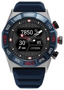 citizen cz smart pq2 hybrid smartwatch with youq wellness app featuring ibm watson® ai and nasa research, black and white customizable display, bluetooth, hr, activity tracker, 18-day battery life