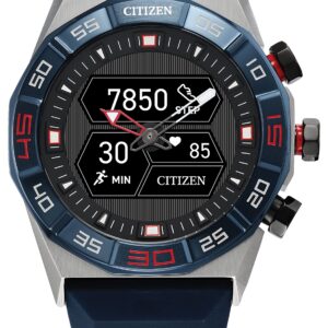 Citizen CZ Smart PQ2 Hybrid Smartwatch with YouQ Wellness app Featuring IBM Watson® AI and NASA Research, Black and White Customizable Display, Bluetooth, HR, Activity Tracker, 18-Day Battery Life