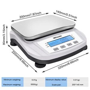 Lab Scale 5000g/0.01g High Precision Digital Scale Analytical Balance Electronic Scale for Kitchen Lab Weighing