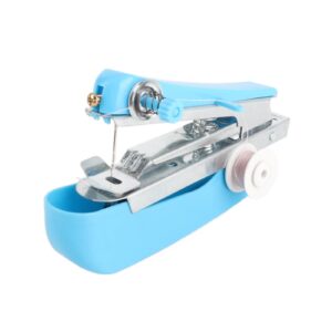 Handheld Sewing Machine Stainless Steel Portable Sewing Machine for Quick Stitching Practical Blue Mini Sewing Machine for Household Travelling