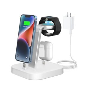 charging station for multiple devices - adadpu 3 in 1 wireless charger stand for apple watch series 8/7/6/5/4/3/2/se phone charging dock for airpods iphone 14/13/12/11 pro x max xs xr 8 7 plus