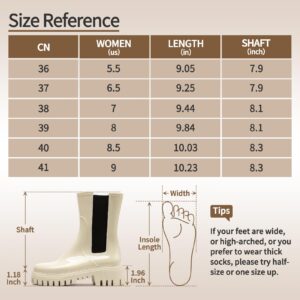 Hsttgsr Rain Boots for Women, Waterproof PVC Rubber Garden Boots Womens Chelsea Boots Short Platfrom Rain Boots, Anti-Slip Elastic Slip On Rainboots Garden Rain Shoes for Yard Farm Outdoor Work