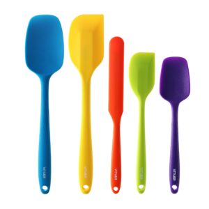 5pcs silicone rubber spatula set, vituer food grade bpa-free spatulas for kitchen use, heat resistant spatula for cooking & baking, dishwasher safe