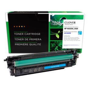 clover remanufactured high yield toner cartridge (reused oem chip) replacement for hp w2121x (hp 212x) | cyan