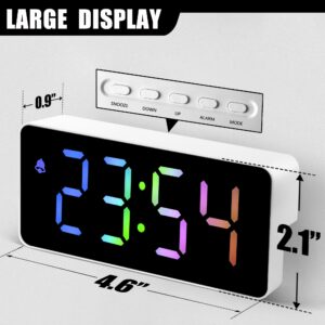 Betus Digital Alarm Clock - Compact Modern Desk Clock with Large RGB Display, Temperature, Adjustable Brightness, Auto Dim Function and USB Charger Powered