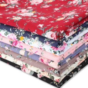 newwiee 8 pieces 19 x 20 inch vintage floral fabric cotton precut fabric decorative quilting fabric by the yard feminine nostalgic romantic flowers print for sewing crafting diy making home decor