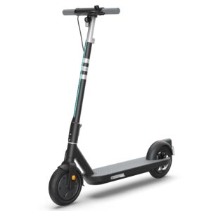 okai neon lite electric scooter up to 15.5 mph 18.6 mile range e-scooter for adults lightweight commuter scooter ambient light black certification standards