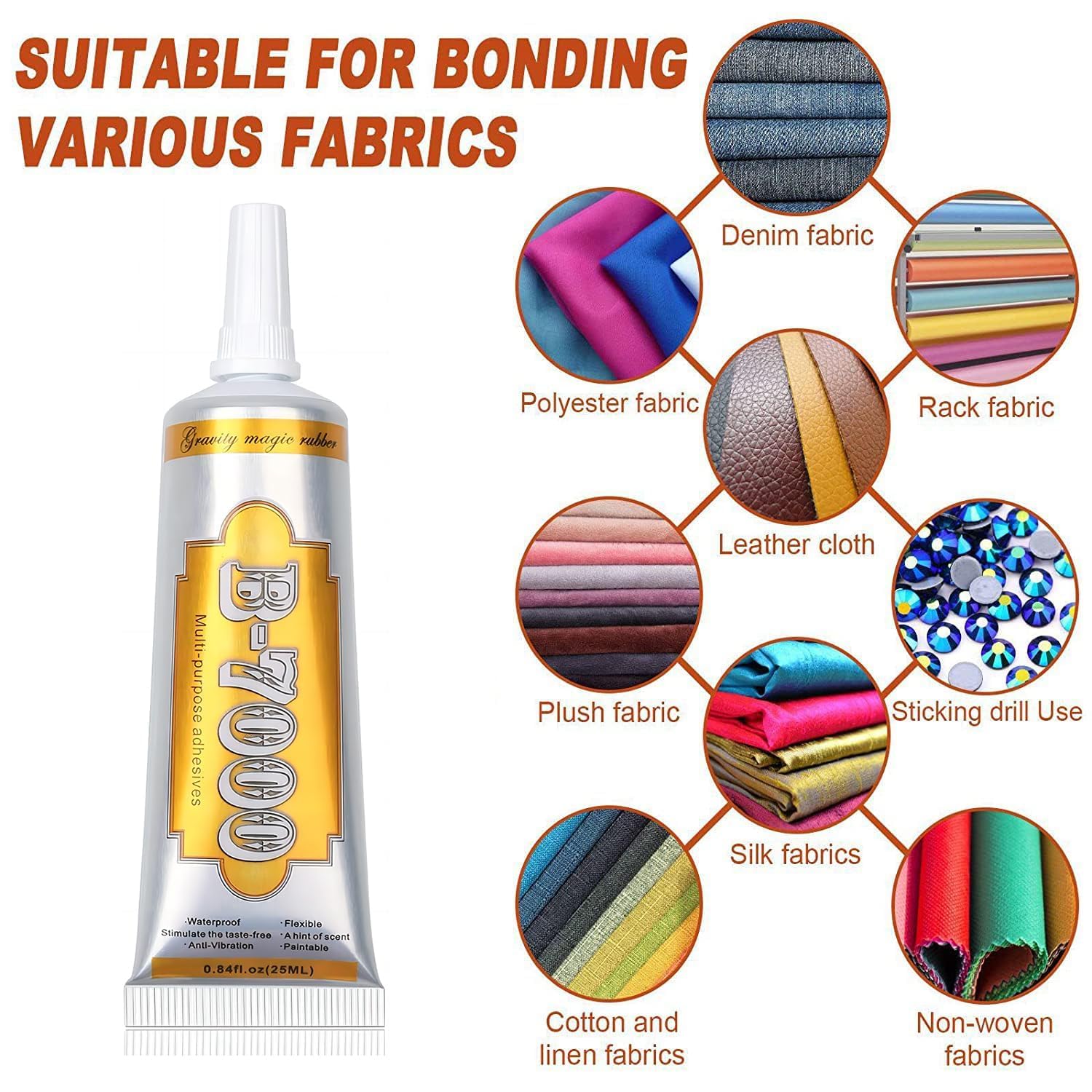 Fabric Glue, Adhesive for Leather, Instantly Strong Adhesive for bonding Shoe,Tent,Drape,Carpeting,Upholstery,Boat Fabic,Auto Headliner,Iron-on Patches,Awning Repair,Clothing, Bag,Seat,Sofa,PU