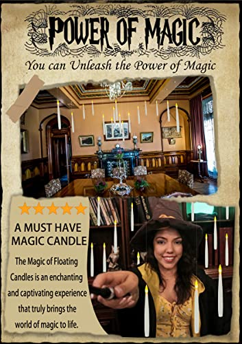 Floating Candles with Wand, 20 PCs Magic Hanging Candles, Flickering Warm Light Flameless Floating LED Candle with Wand Remote, Battery Operated Window Taper Candle Set for Theme Party Birthday Gift