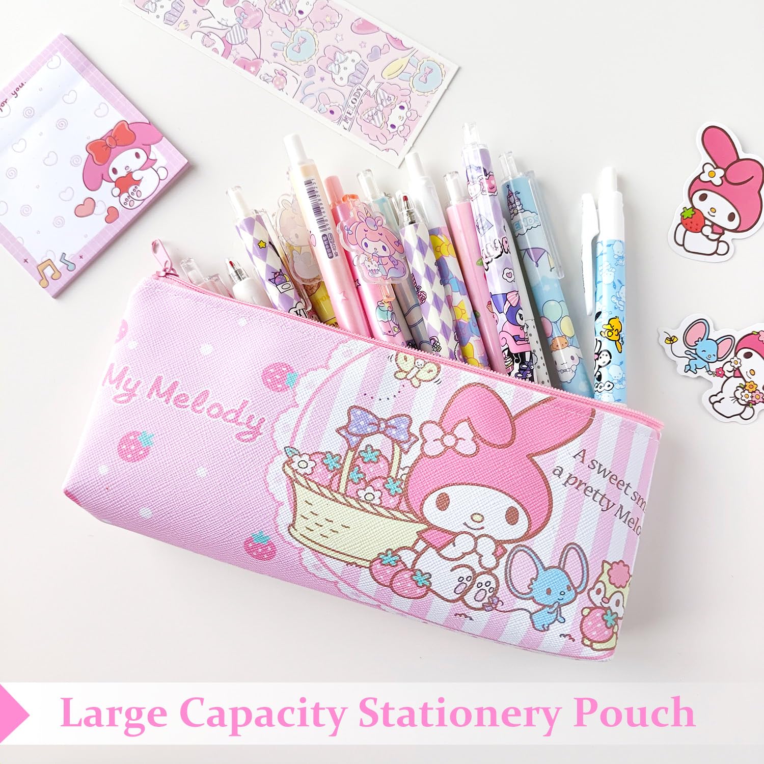 Koiswim Cute School Supplies Kawaii Stationery Gift Set, Including Gel Pens Notebook Pencil Cse Stickers Pins Badge Lanyard Sticky Note Bookmark (M)