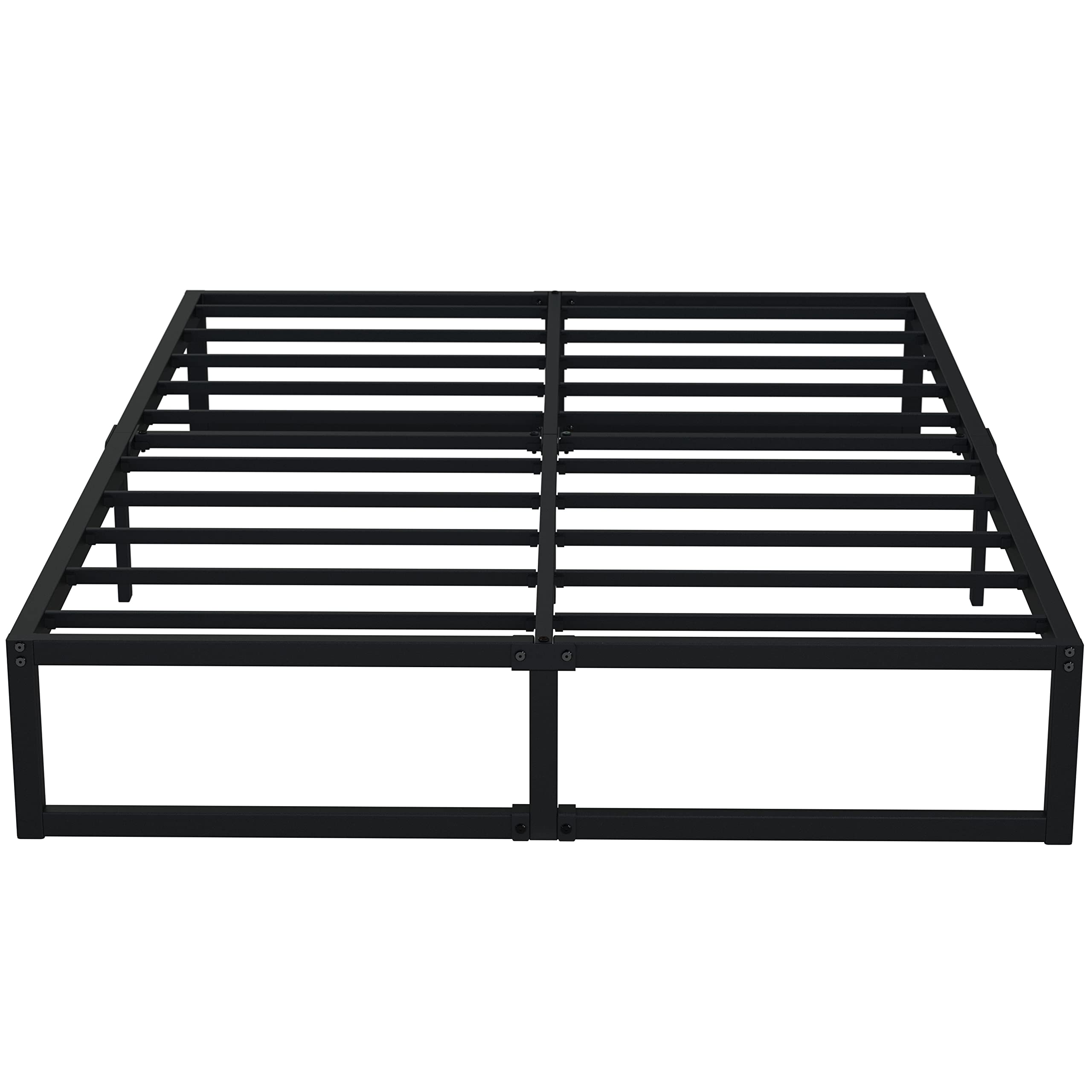 EMODA 12 Inch Queen Bed Frame No Box Spring Needed Heavy Duty Metal Platform BedFrame Queen Size with Steel Slats, Easy Assembly, Black