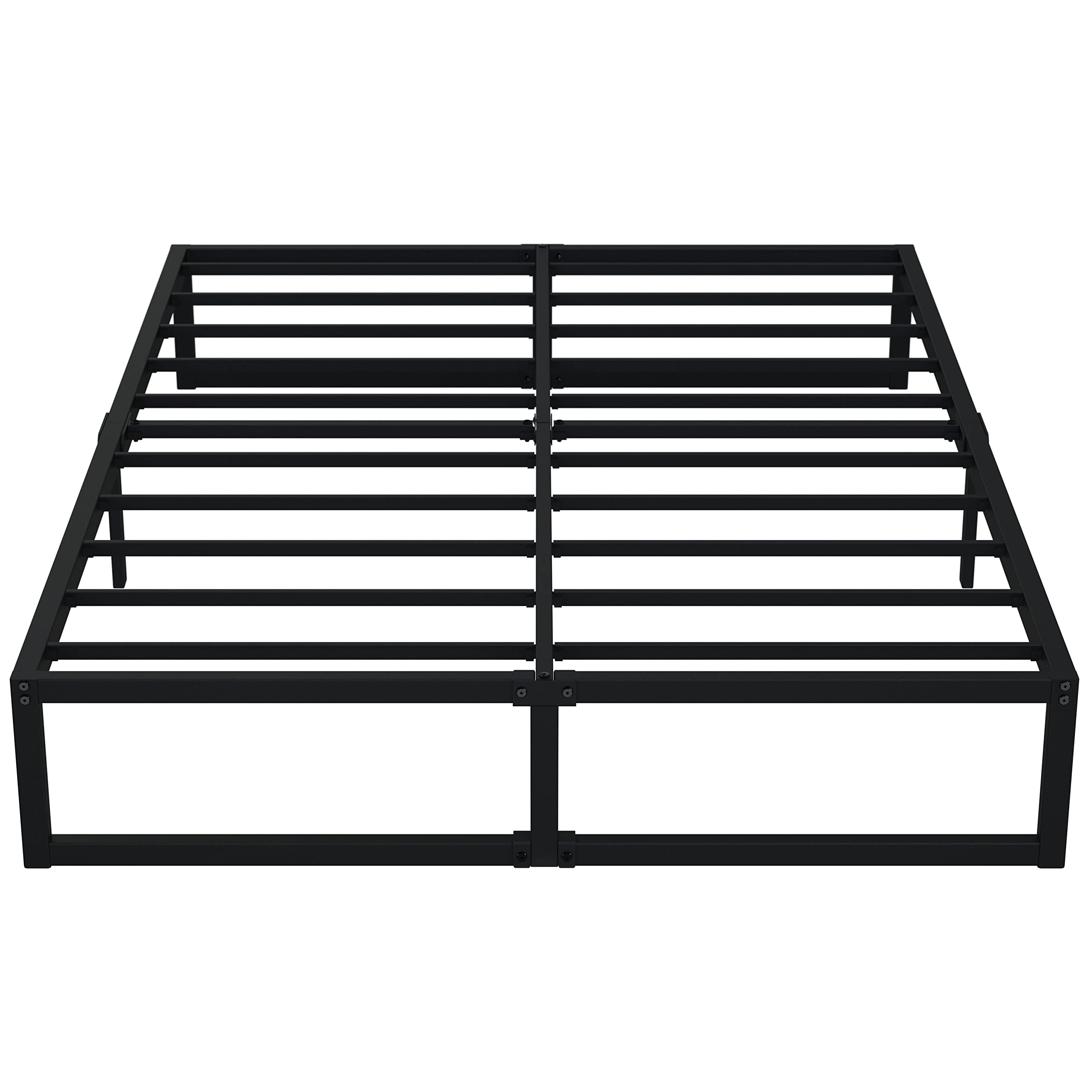 EMODA 12 Inch Queen Bed Frame No Box Spring Needed Heavy Duty Metal Platform BedFrame Queen Size with Steel Slats, Easy Assembly, Black