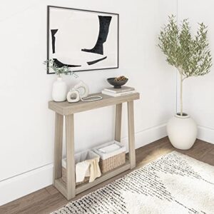 plank+beam solid wood console table with storage, 36 inch, sofa table with shelf, narrow entryway table for hallway, behind the couch, living room, foyer, easy assembly, seashell