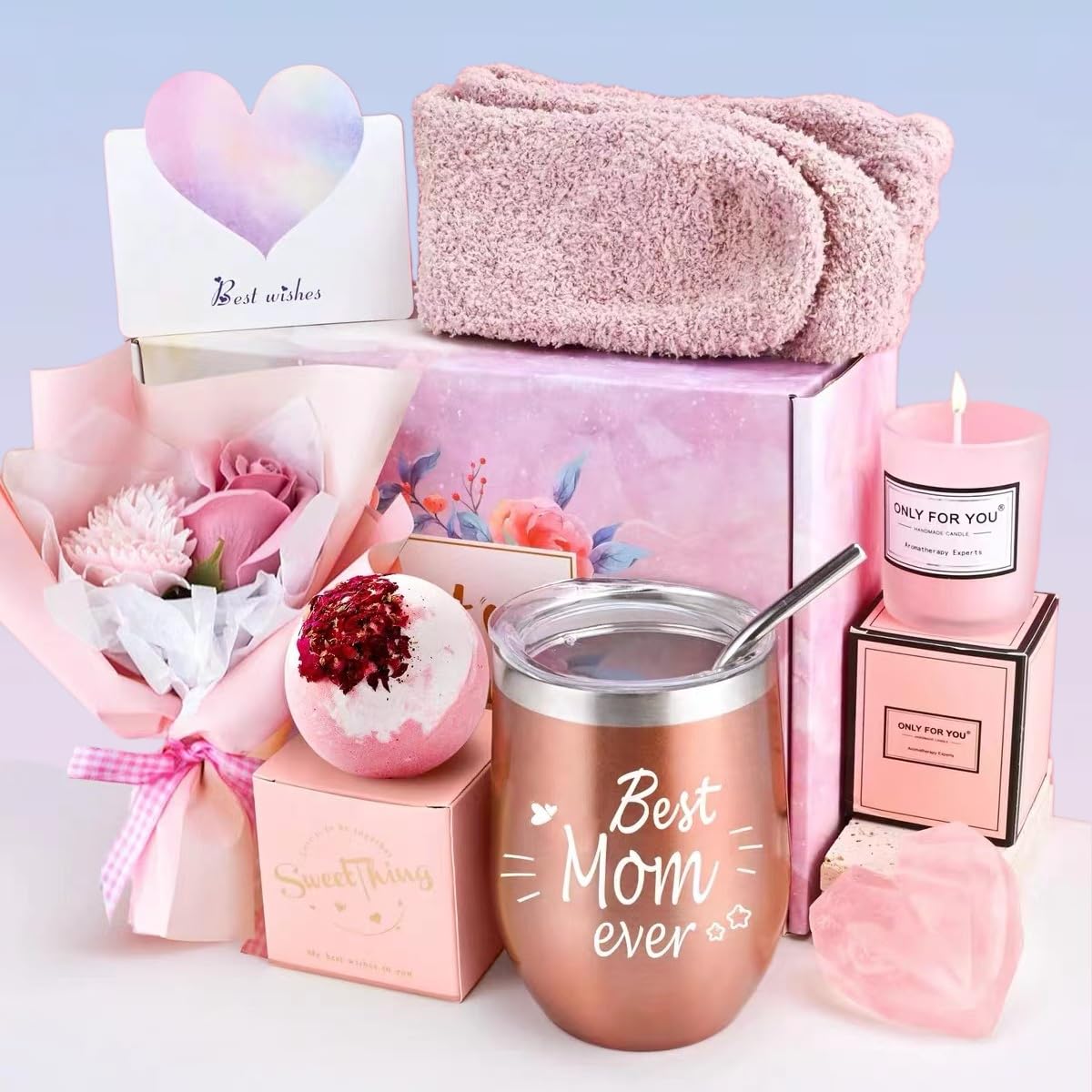 JUPOZOP New Mom Gifts for Women After Birth, Birthday Gifts for Mom from Daughters, Relaxing Gifts for Mom Baskets, Gift Basket for Mom Grandma Nana Mother in Law Women