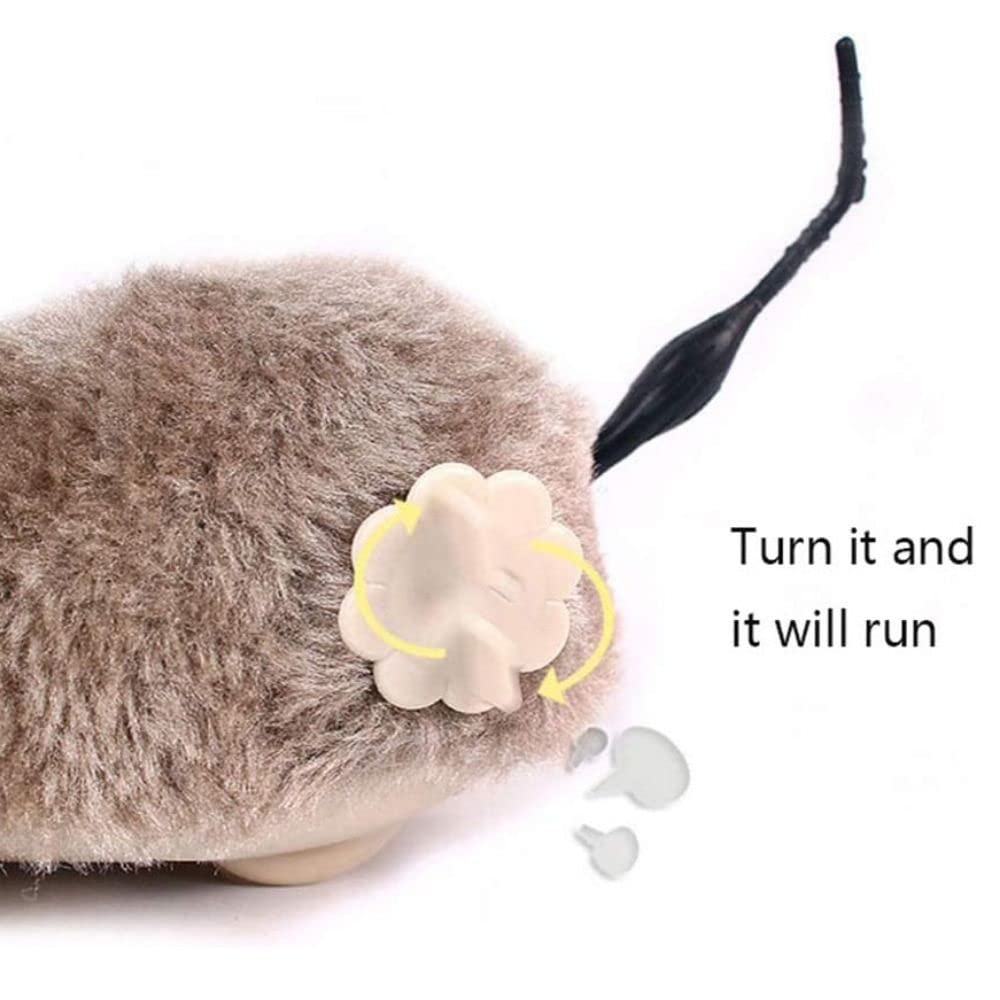 Wind Up Mouse Rat Plush Cat Toys Realistic Mice Cat Dog Playing Toy Cat Kitten Play and Chase Moving Funny Toy Mechanical Motion Rat