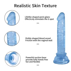 Mini Dildo Slim Dildo Realistic Dildos Flexible Dildo Adult Sex Toy Realistic Mini Dildo, Beginner Silicone Dildo with Strong Suction Cup for Hands-Free Play, G-Spot Stimulation Dildos Adult Sex Toys