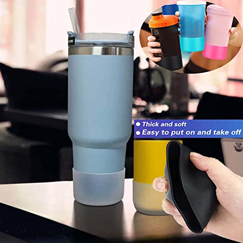 QIANHAI Protective Silicone Boots for Stanley Quencher Adventure 40oz Tumbler & IceFlow 30oz 20oz -Sport Water Bottle Bottom Sleeve Fits Hydro Flask -Stanley Cup Accessories (1Black)