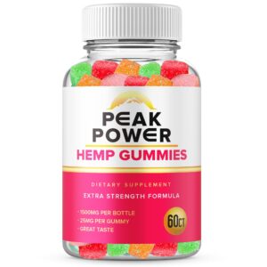 peak power hemp gummies - official formula - peak power gummy 1500mg per bottle, 25mg per gummy - extra strength, great taste, assorted flavors new formula, big gummy size, great taste (60 gummies)