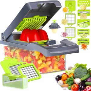 vegetable chopper 12 in 1 slicer dicer food chopper for kitchen, onion fruits & vegetable cutter, cheese grater shredder, mandoline slicer veggie chopper with egg separator & storage container