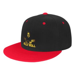 Jelly Rapper Singer Roll Baseball Caps Adjustable Cap for Mans Basic Unisex Aldult Trucker Hat Cool Hip Hop Hats for Sports Hunting Classic Snapback Hats Red