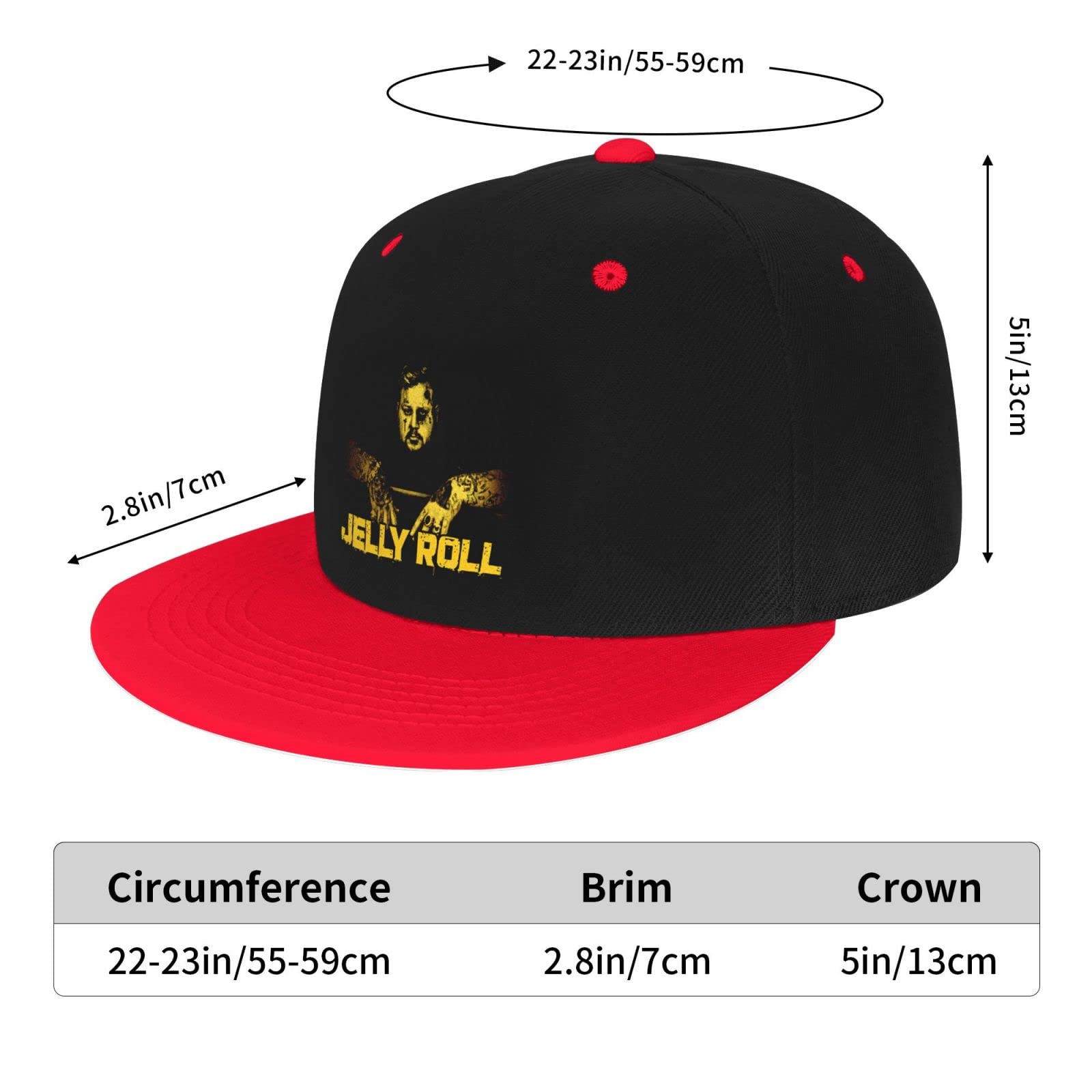 Jelly Rapper Singer Roll Baseball Caps Adjustable Cap for Mans Basic Unisex Aldult Trucker Hat Cool Hip Hop Hats for Sports Hunting Classic Snapback Hats Red