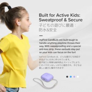 myFirst 2024 New Wireless Earbuds for Kids CareBuds Bluetooth Earbuds with 85db Volume Limit Anti-Lost Strip Suitable for Kids Adults with Multiple Ear Tips (Cotton Candy Mix)