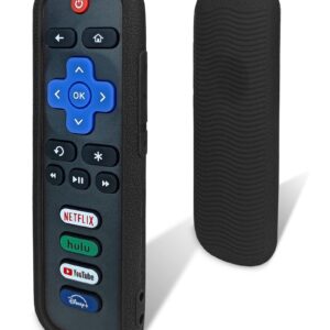 Protective Cover for Roku Remote - Environmentally Friendly Silicone Material, Drop-Proof, Dust-Proof, Washable, Compatible with Most Models of Roku Voice Remote Skin, Roku TV Remote Case (Black)