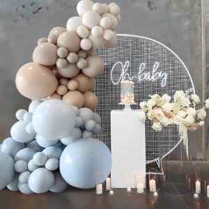 145pcs haze blue gray nude and sand white double-stuffed balloons garland arch kit for baby shower birthday ceremony anniversary graduation new year wedding party celebration…