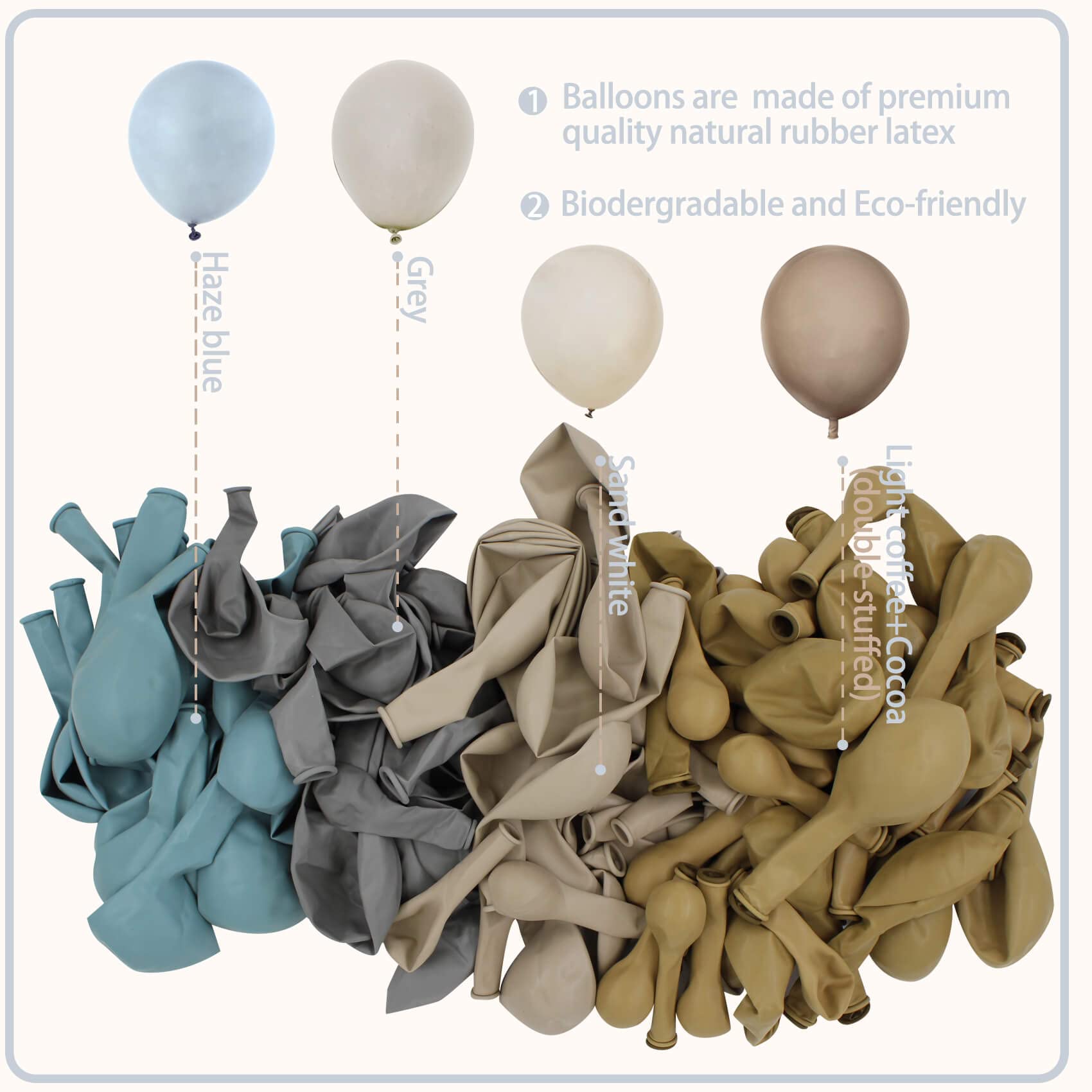 145Pcs Haze Blue Gray Nude and Sand White Double-Stuffed Balloons Garland Arch Kit for Baby Shower Birthday Ceremony Anniversary Graduation New Year Wedding Party Celebration…