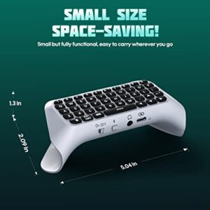 TiMOVO PS5 Controller Keyboard with Green Backlight, Wireless Bluetooth Keypad Chatpad for Playstation 5 Controller, Mini Game Keyboard Built-in Speaker with 3.5mm Audio Jack for PS5 Accessories,White