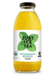 just ice tea organic iced tea, 16 fl oz glass bottles (morrocan mint green tea, pack of 12)