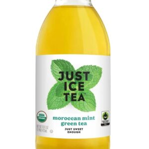 Just Ice Tea Organic Iced Tea, 16 Fl Oz Glass Bottles (Morrocan Mint Green Tea, Pack of 12)