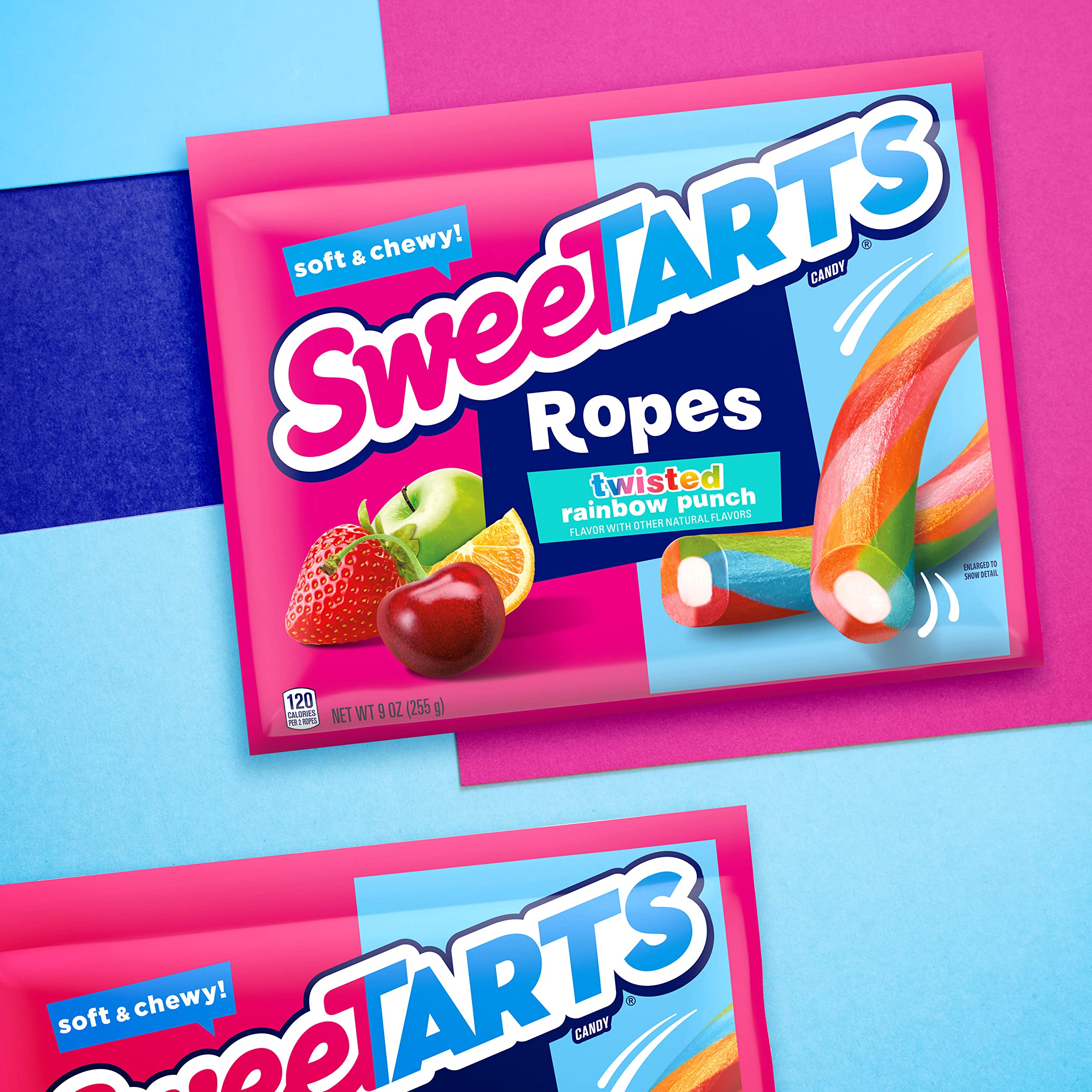 Bundle of SweeTARTS Ropes Candy, Cherry Punch, Twisted Rainbow Punch, & Tangy Strawberry, 9 Ounce (Pack of 3)