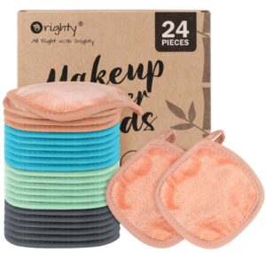 orighty reusable makeup remover pads 24 pack, microfiber makeup remover cloths cotton rounds, eco-friendly face pads for all skin types, makeup wipes for facial cleansing, ideal for women 5 x 5’’