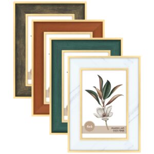 xuanluo 4x6 inch picture frames set of 4 modern style frame with high definition tempered glass colorful decotative photo frames for wall mount and tabletop display family wedding gift