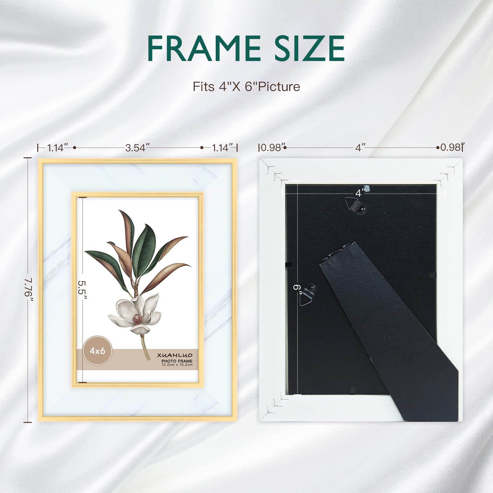 XUANLUO 4x6 inch Picture Frames Set of 4 Modern Style Frame with High Definition Tempered Glass Colorful Decotative Photo Frames for Wall Mount and Tabletop Display Family Wedding Gift