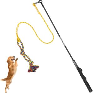 dibbatu flirt pole for dogs interactive dog toys for large medium small dogs chase and tug of war, dog teaser wand with lure chewing toy for dog outdoor exercise & training