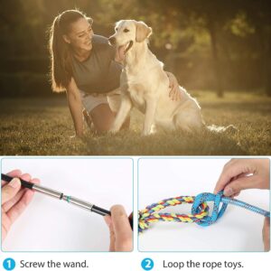 DIBBATU Flirt Pole for Dogs Interactive Dog Toys for Large Medium Small Dogs Chase and Tug of War, Dog Teaser Wand with Lure Chewing Toy for Dog Outdoor Exercise & Training