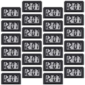 frienda 24 pieces mini digital clock small magnetic clock car dashboard clock stick on clock self adhesive bracket digital clock battery operated (black)