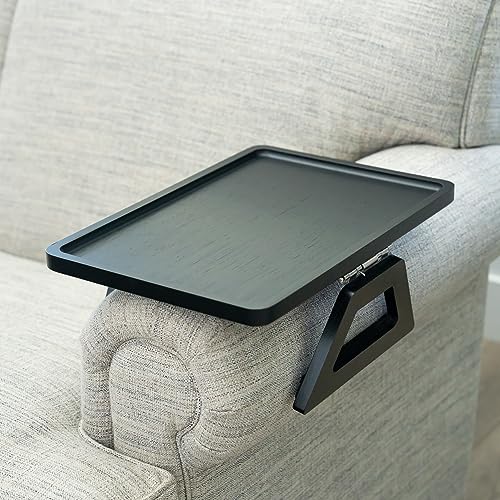 Shamrock Home Bamboo Couch Arm Table, Clip On Tray Sofa Table for Couches. Sofa Arm Tray for TV Dinners, Remotes, Drinks, Snacks and Small Spaces - 15.75 x 11inch, Black