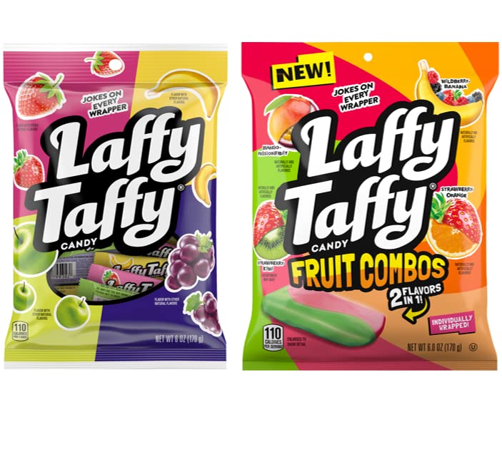 Bundle of Laffy Taffy Candy Individually Wrapped Mini Bars, Assorted Fruit Flavors & Fruit Combos, 6oz bags (Pack of 2)