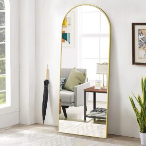 beautypeak 65"x24" arch floor mirror, full length mirror wall mirror hanging or leaning arched-top full body mirror with stand for bedroom, dressing room, gold